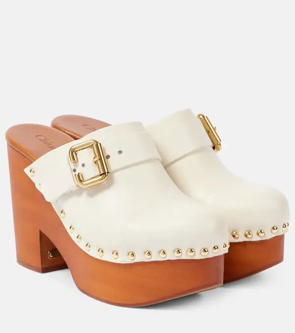 Chloé Jeannette Studded Leather Clogs