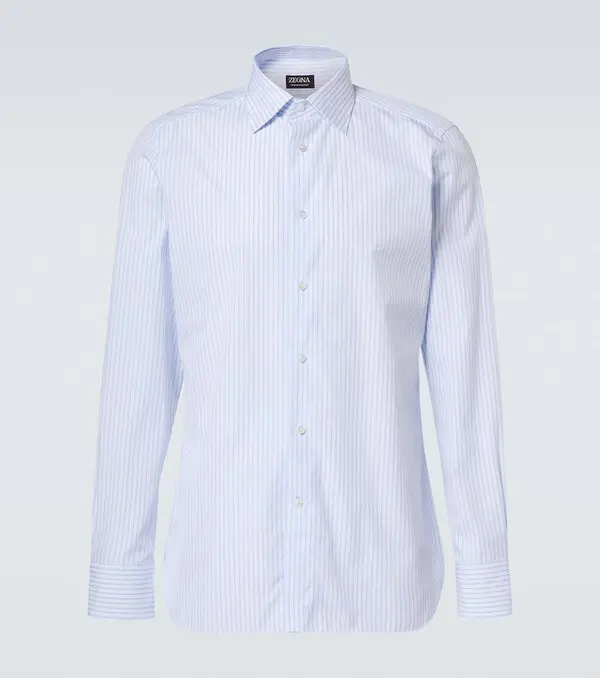 Zegna Striped Cotton Oxford Shirt - White