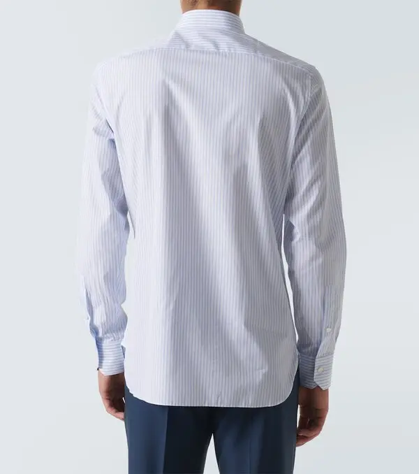 Zegna Striped Cotton Oxford Shirt - White