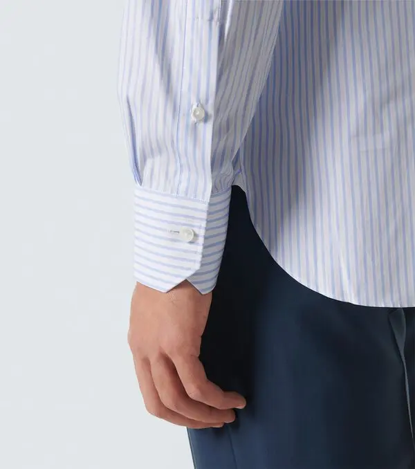 Zegna Striped Cotton Oxford Shirt - White