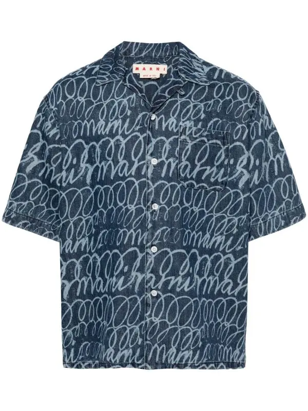 Marni Echoes-print Denim Shirt