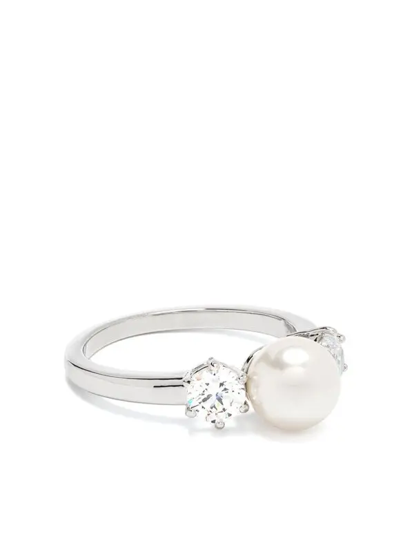 SWAROVSKI Matrix Crystal Pearl Ring - Silver