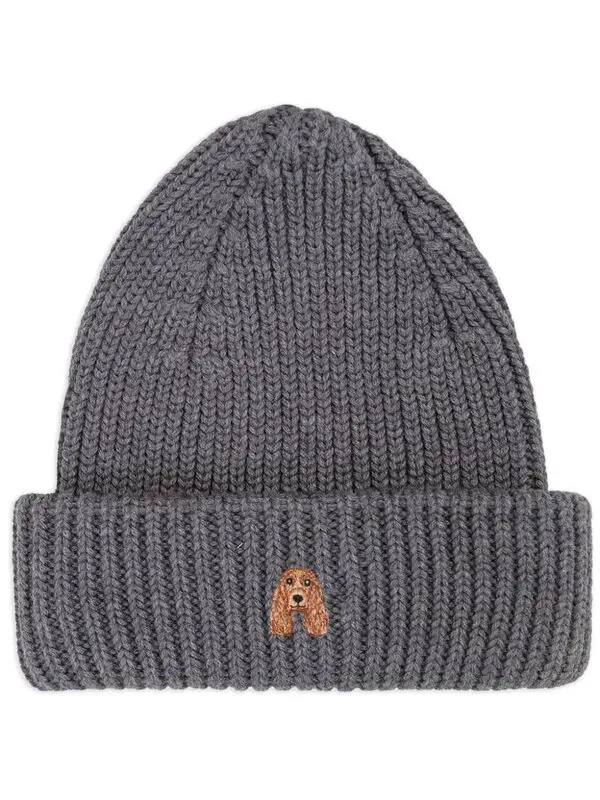 PELO FOUNDATION Dog-appliqué Beanie - Grey