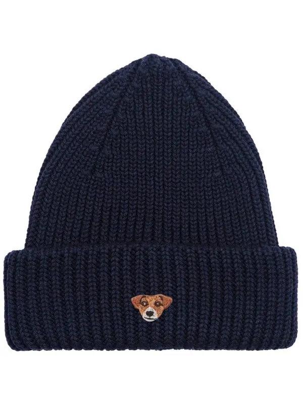 PELO FOUNDATION Dog-appliqué Beanie - Blue