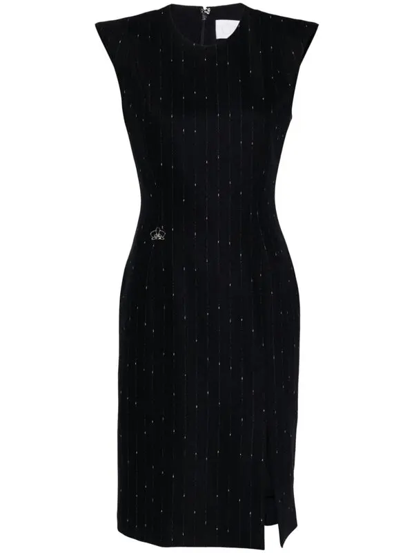 GENNY Pinstriped Bodycon Midi Dress