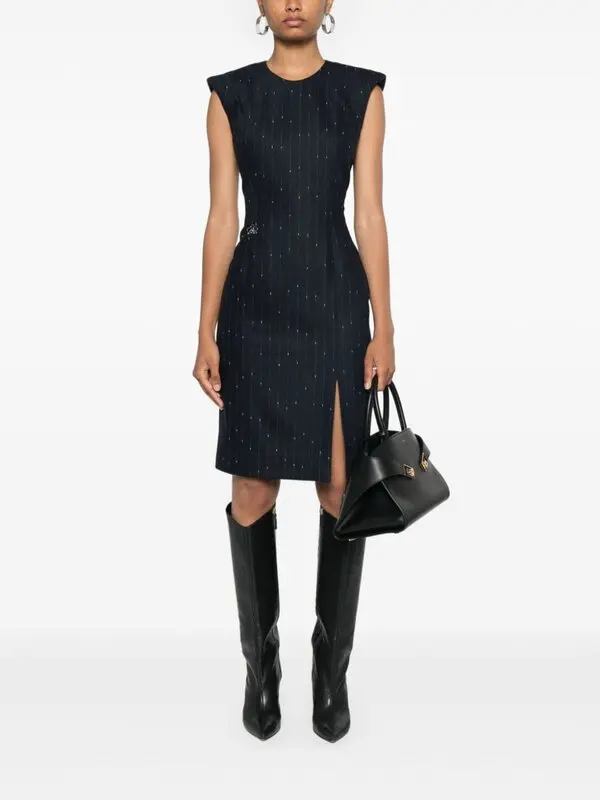 GENNY Pinstriped Bodycon Midi Dress