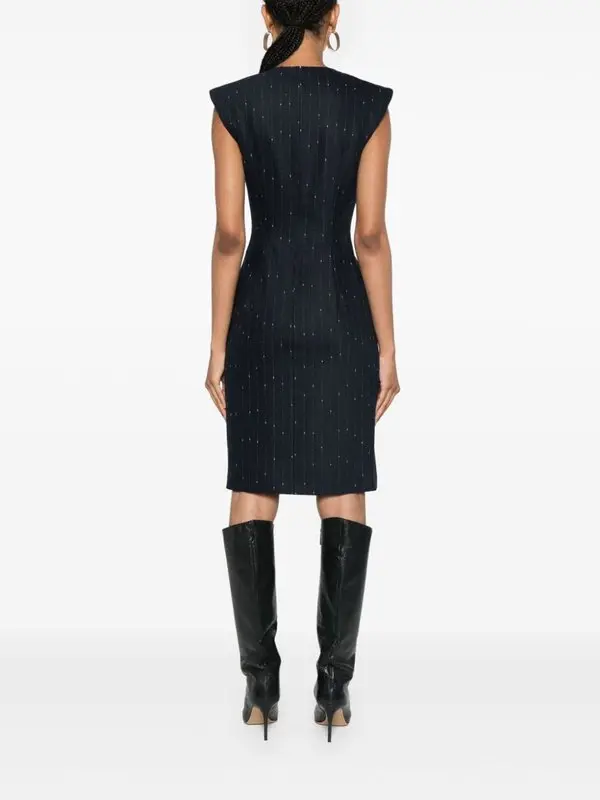 GENNY Pinstriped Bodycon Midi Dress