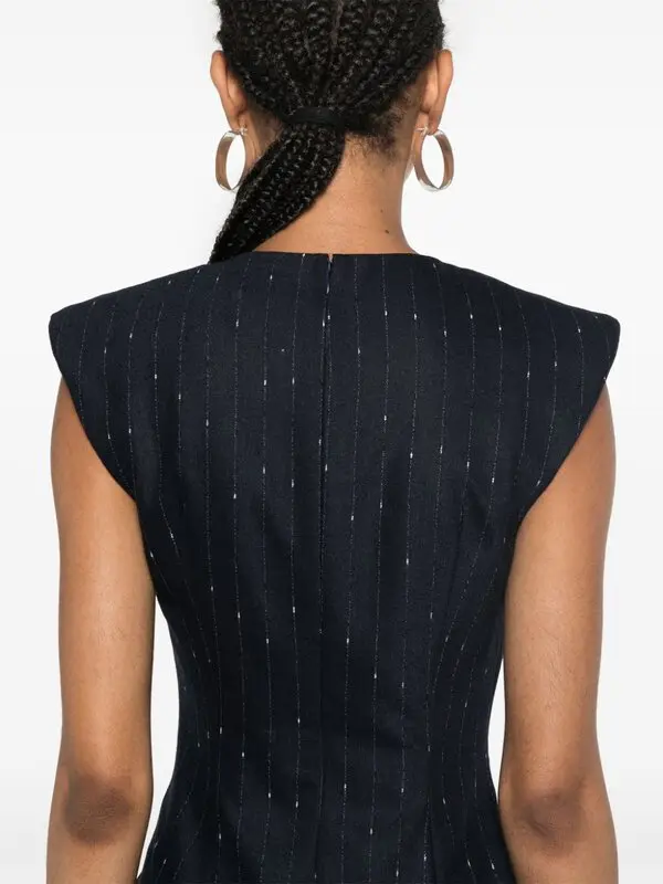 GENNY Pinstriped Bodycon Midi Dress