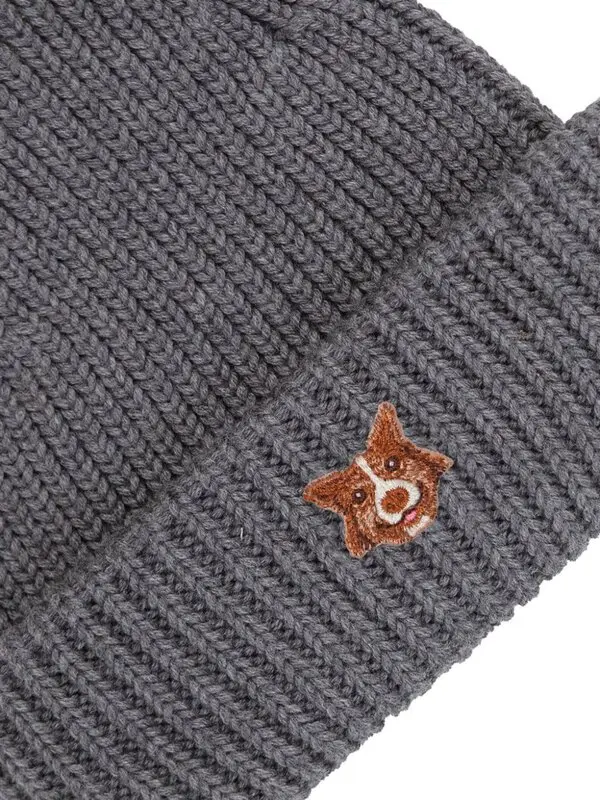 PELO FOUNDATION Dog-appliqué Beanie - Grey