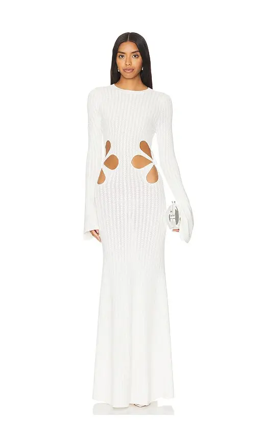 SAU LEE X Destiny Knit Maxi Dress With Cut-out Detail - Ivory