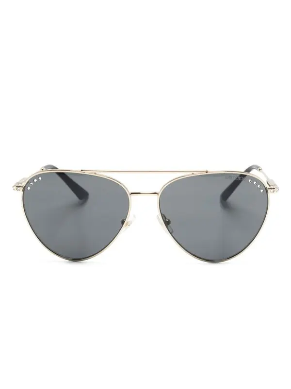 JIMMY CHOO Crystal-embellished Pilot Sunglasses - Gold