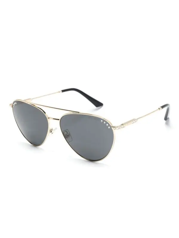 JIMMY CHOO Crystal-embellished Pilot Sunglasses