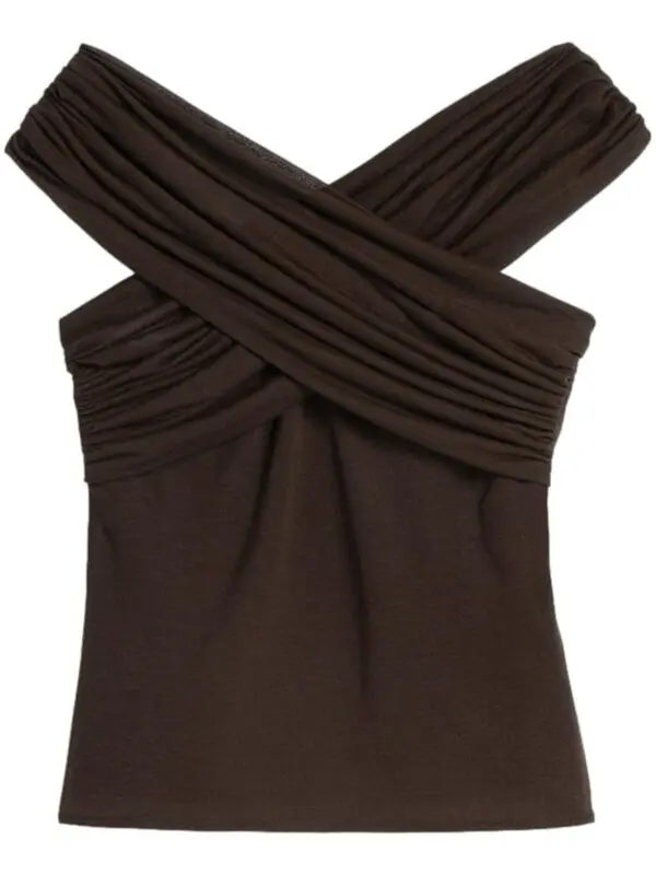 Ami Draped Top - Brown