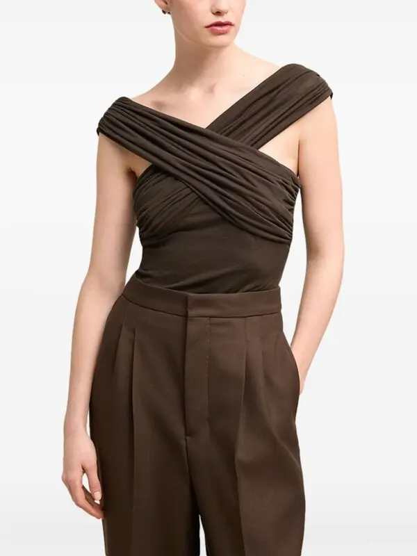 Ami Draped Top - Brown