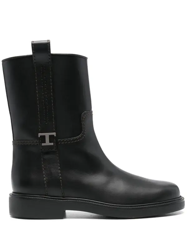TOD'S Leather Biker Boots - Black