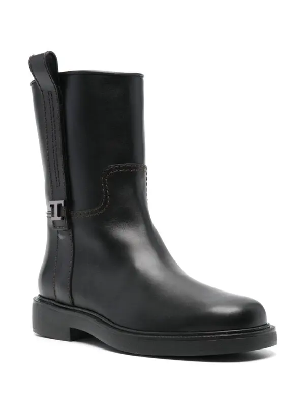 TOD'S Leather Biker Boots - Black