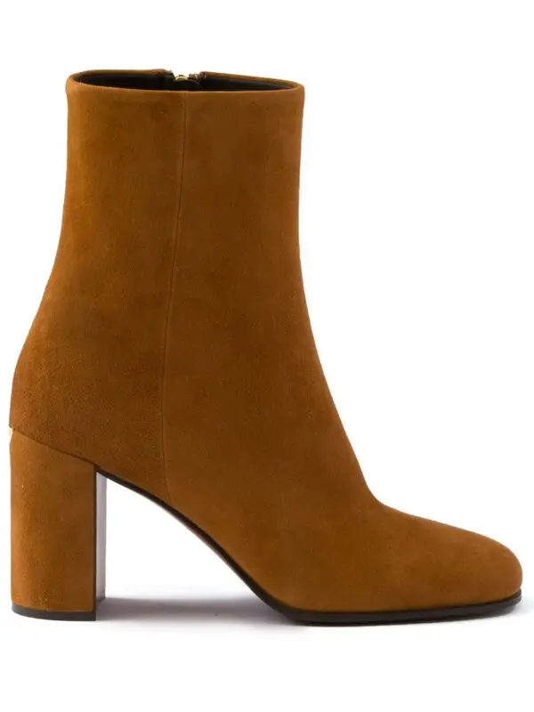 Prada 85mm Suede Ankle Boots - Brown
