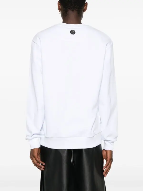 Philipp Plein Gothic Plein Cotton Sweatshirt - White