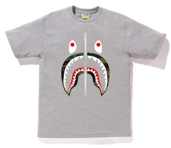 A BATHING APE 1st Camo Shark Tee Shirt Tee Shirt - Grey/green