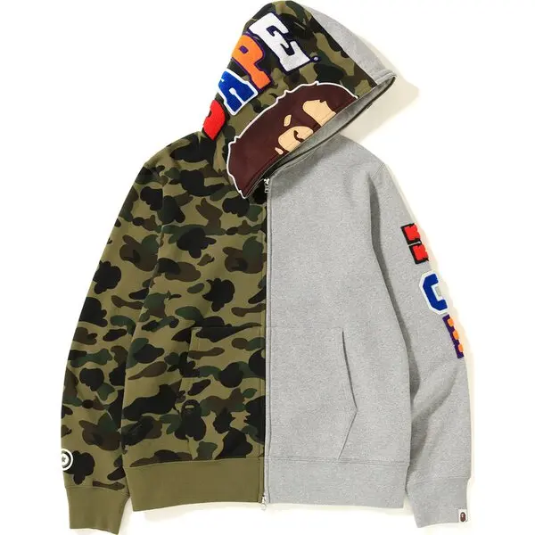 Half Shark Green And Yellow Bape Hoodie Bape 1st Camo 2nd Ape