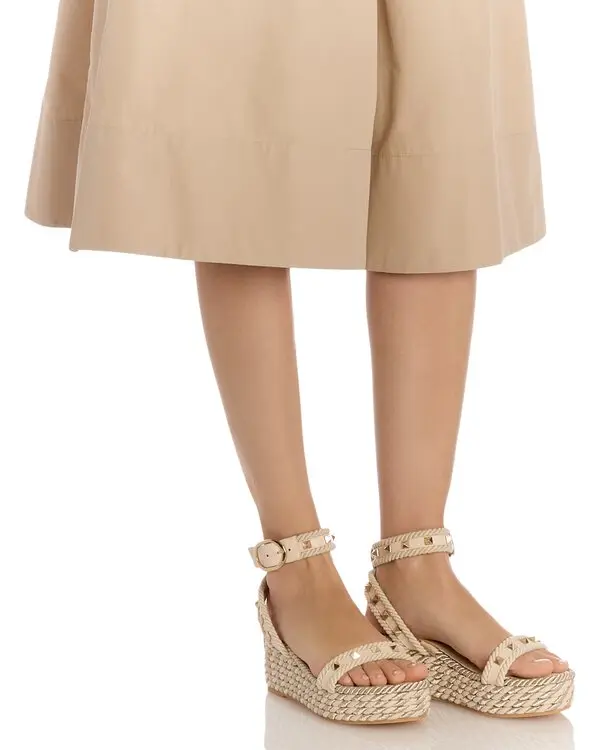 Valentino Garavani Rockstud Espadrille Wedge Sandals - Light Ivory