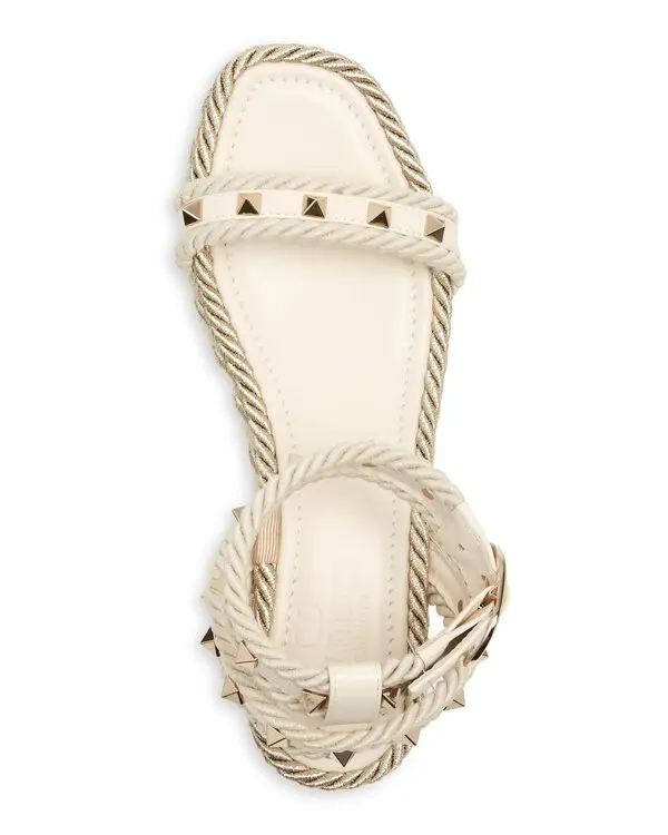 Valentino Garavani Rockstud Espadrille Wedge Sandals - Light Ivory