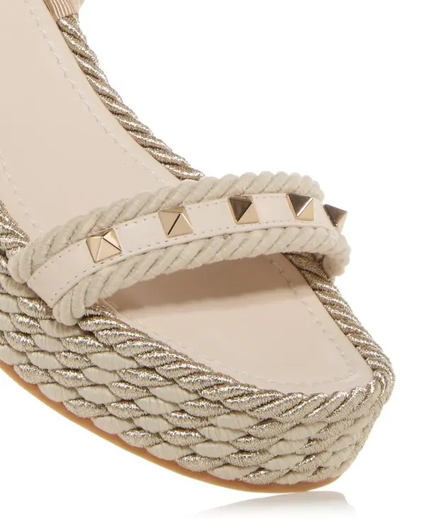 Valentino Garavani Rockstud Espadrille Wedge Sandals - Light Ivory