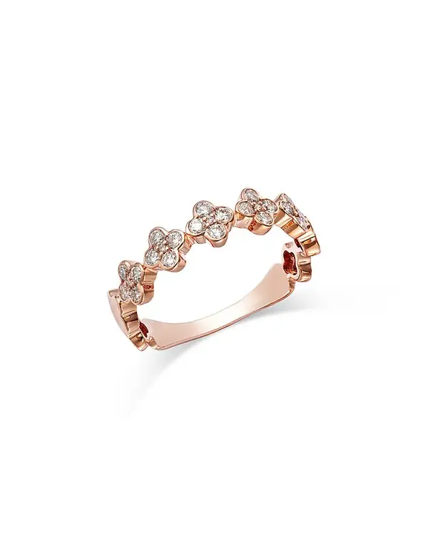 Bloomingdale'S Diamond Clover Cluster Band In 14k - Pink