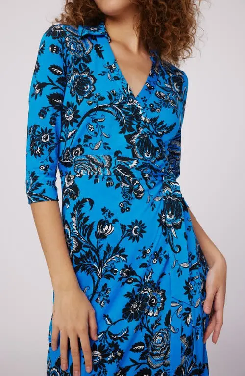 Diane Von Furstenberg Abigail Floral Silk Wrap Maxi Dress - Night Vine Blue  Lg | Editorialist