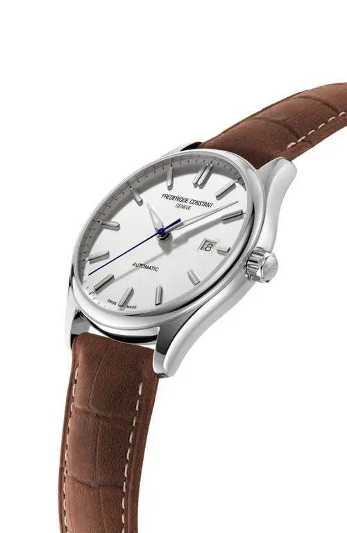 FREDERIQUE CONSTANT Classics Index Automatic Leather Strap Watch - Silver-tone