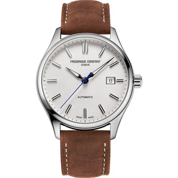 FREDERIQUE CONSTANT Classics Index Automatic Leather Strap Watch - Silverone