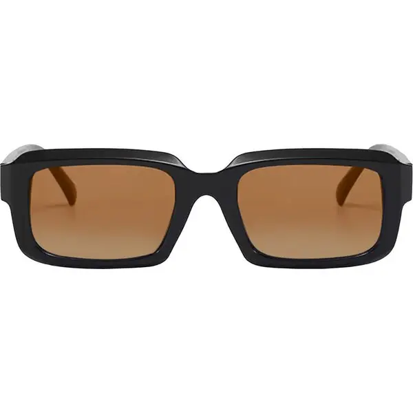 FIFTH & NINTH Danni Oversized Rectangular Sunglasses - Black/gradient Brown
