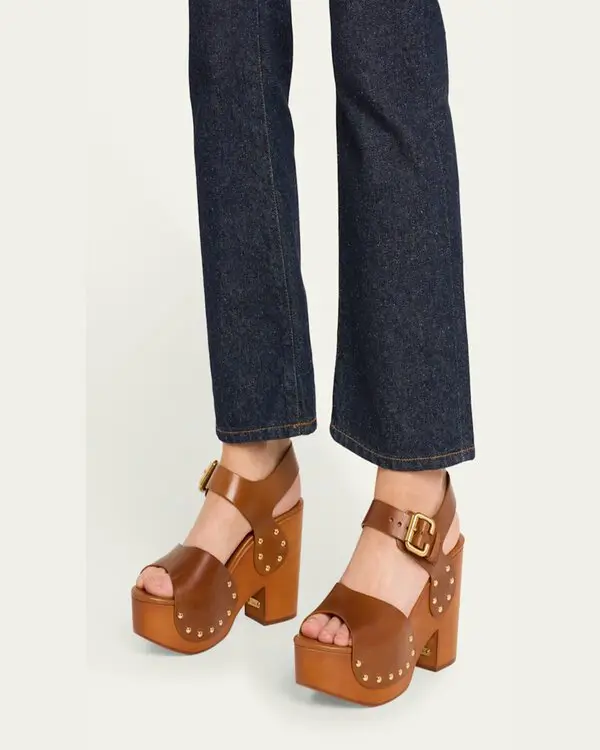 Chloé Jeannette Leather Clog Platform Sandals
