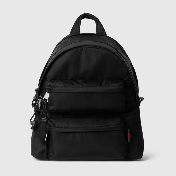 Gucci Medium Backpack With Logo Nylon Black Editorialist