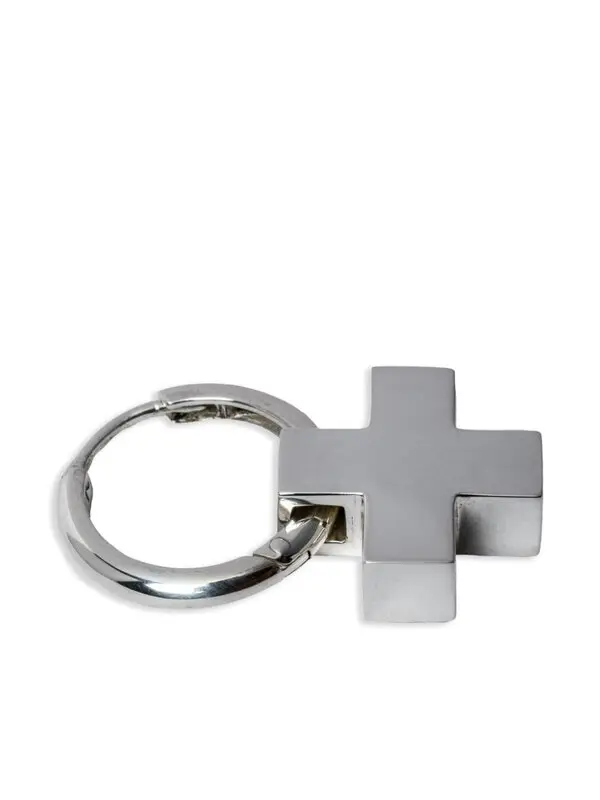 PARTS OF FOUR Sterling Cross Charm Hoop Earring