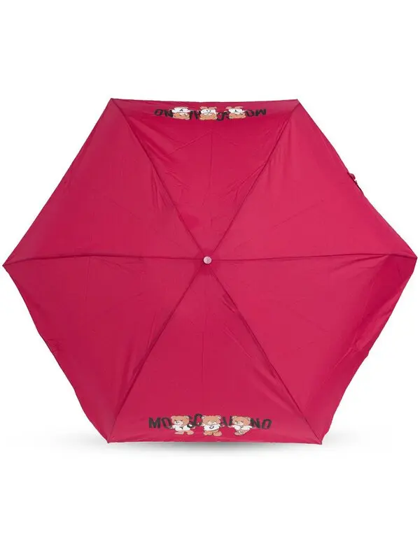 Moschino Teddy-motif Compact Umbrella - Pink
