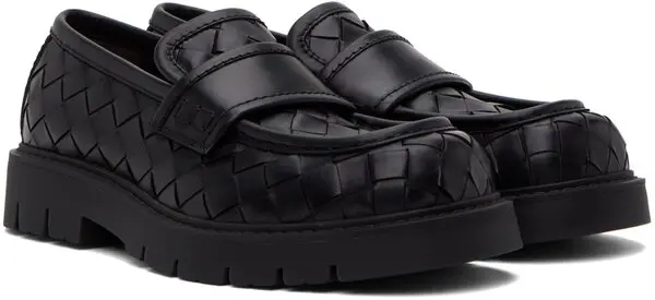 Bottega Veneta Black Haddock Loafers