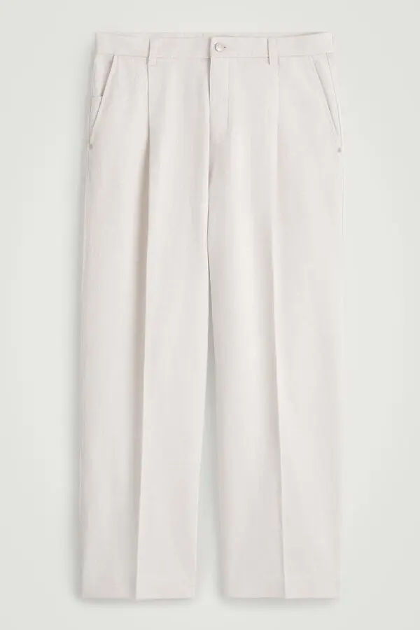 Cos Pleated Wide-leg Denim Trousers - White