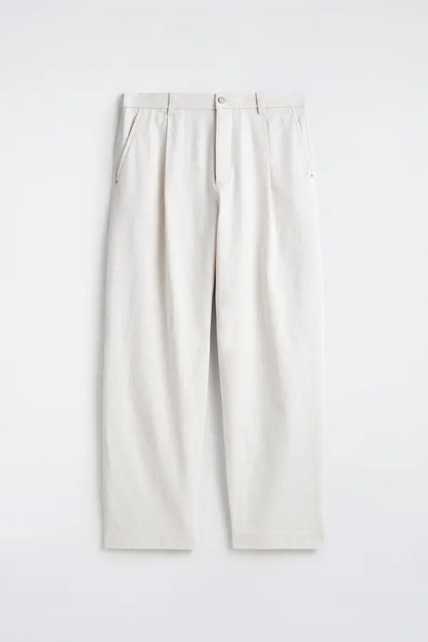 Cos Pleated Wide-leg Denim Pants - White