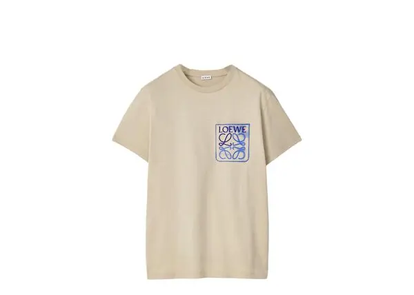 Loewe Anagram Fake Pocket T-shirt - Stone Grey/navy Blue