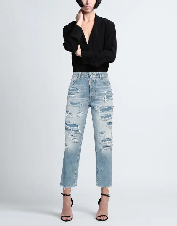 Dsquared2 Cotton Jeans With Calfskin Details