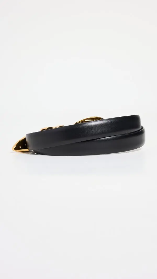 Madewell Triple Metal Keeper Belt - True Black With Gold Hardware