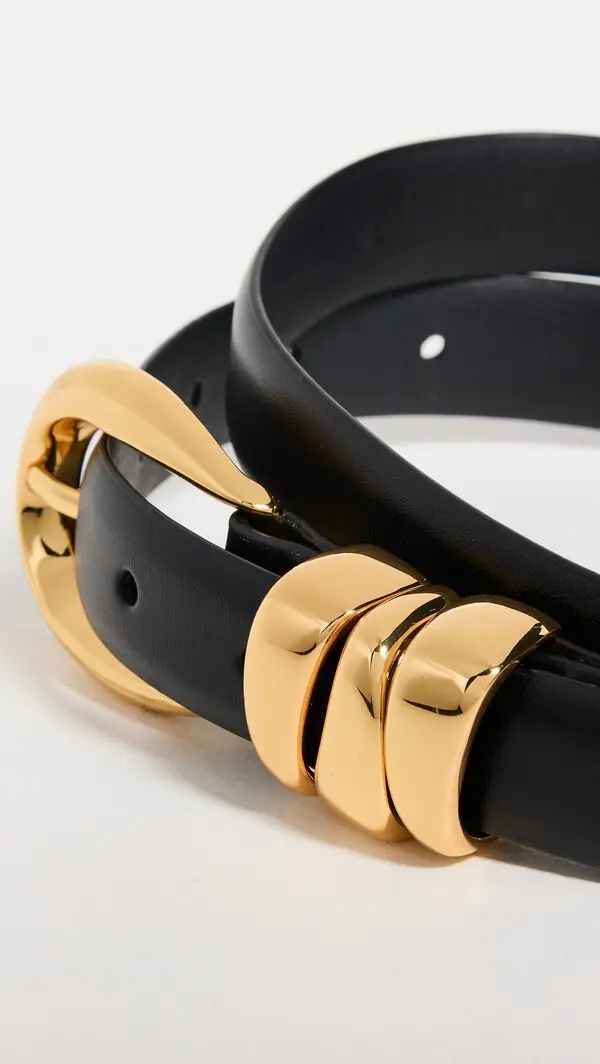 Madewell Triple Metal Keeper Belt - True Black With Gold Hardware