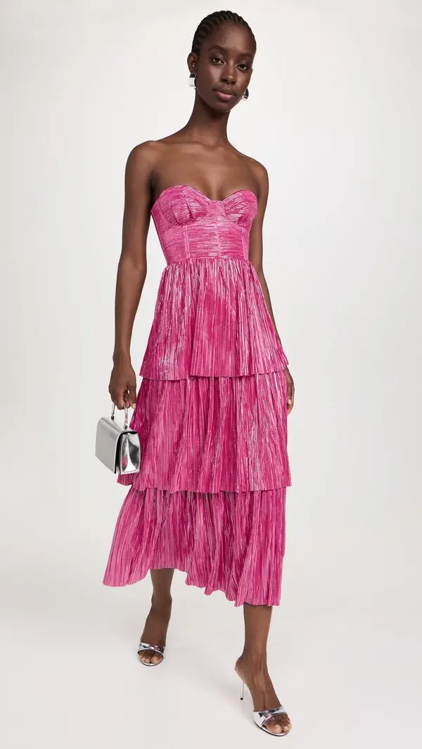 Sabina Musayev Ascella Tiered Midi Dress In Raspberry - 80% Off |  Editorialist