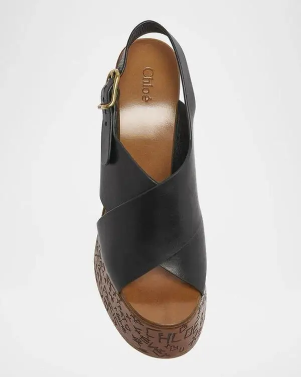 Chloé Maxime Leather Platform Sandals - Black