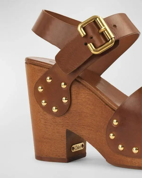 Chloé Jeannette Leather Platform Clogs