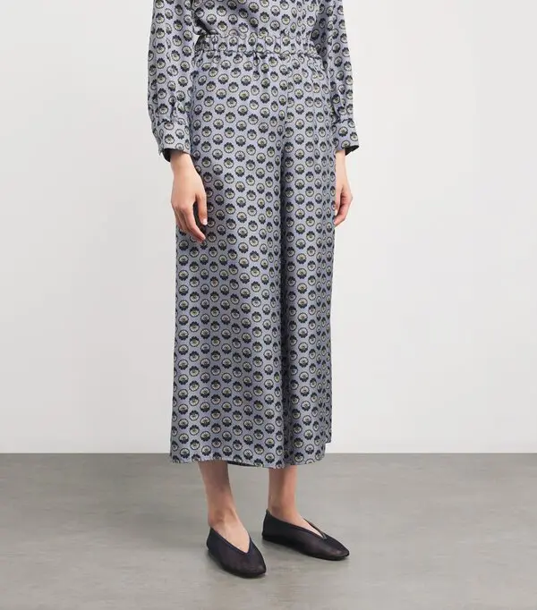 Max Mara Silk Printed Trousers - Blue