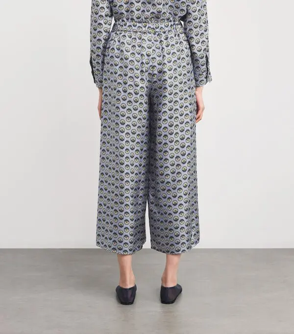 Max Mara Silk Printed Trousers - Blue