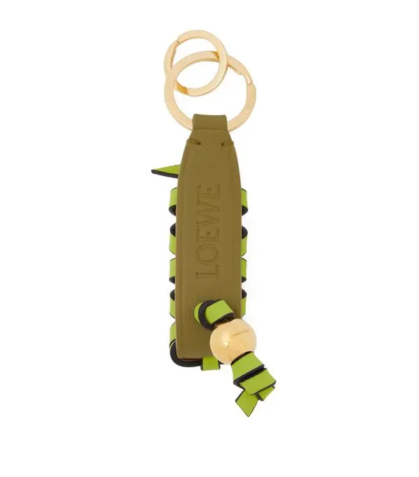 Loewe Leather Braided Cross Keychain - Green | Editorialist