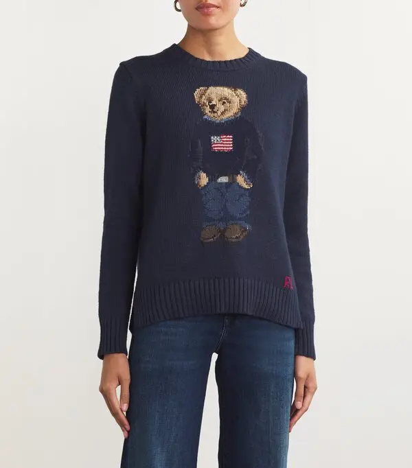 Polo Ralph Lauren Cotton-linen Polo Bear Sweater - Navy